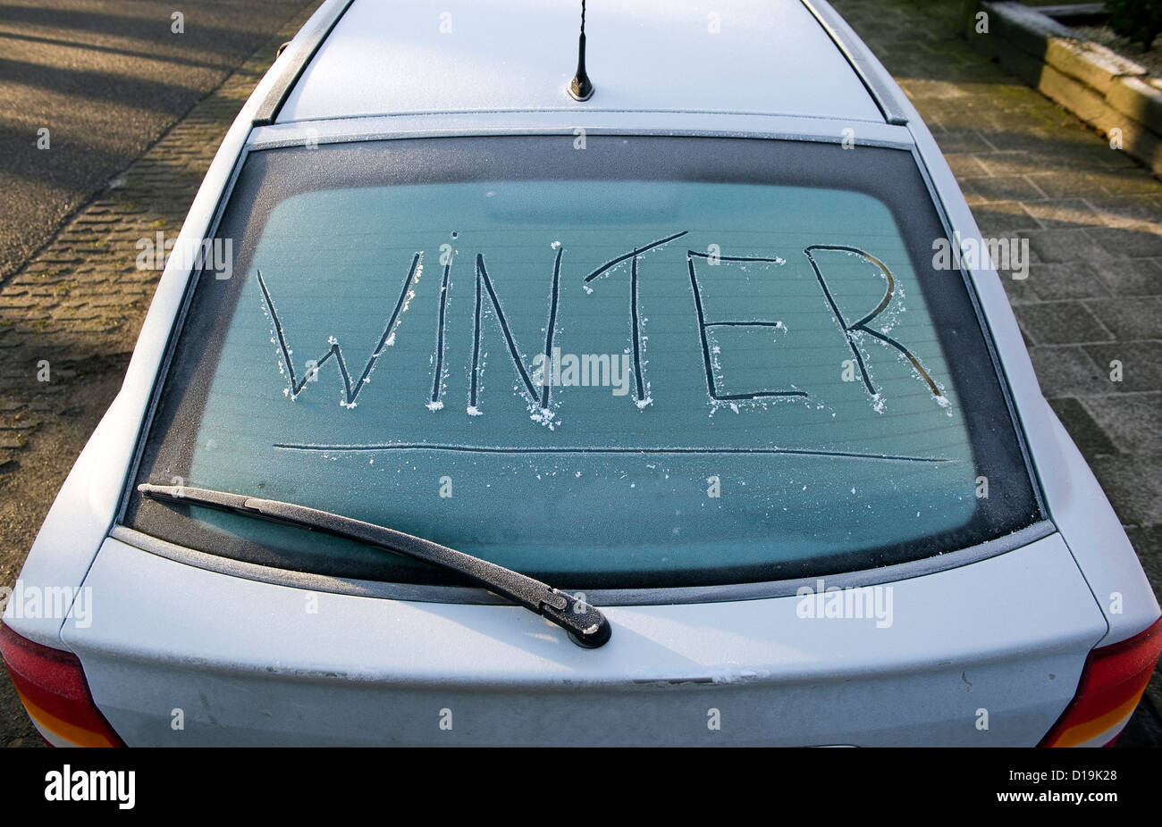 Frost written into frozen windscreen hi-res stock photography and ...