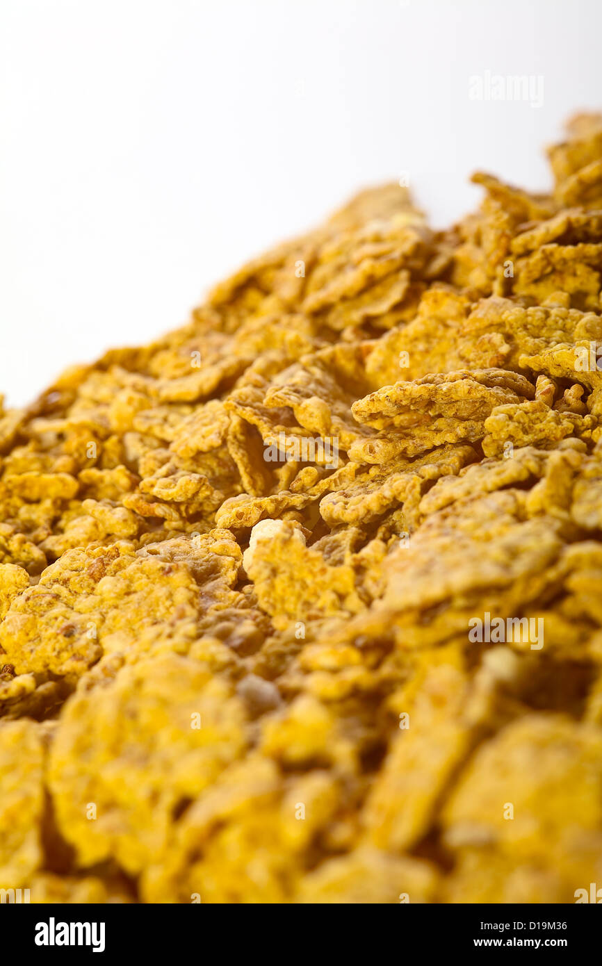 Close up of sweet cornflakes on white background Stock Photo - Alamy