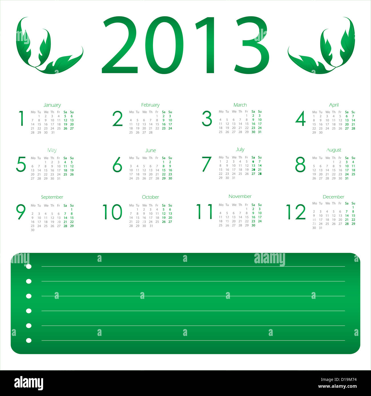December 2013 calendar hi-res stock photography and images - Alamy