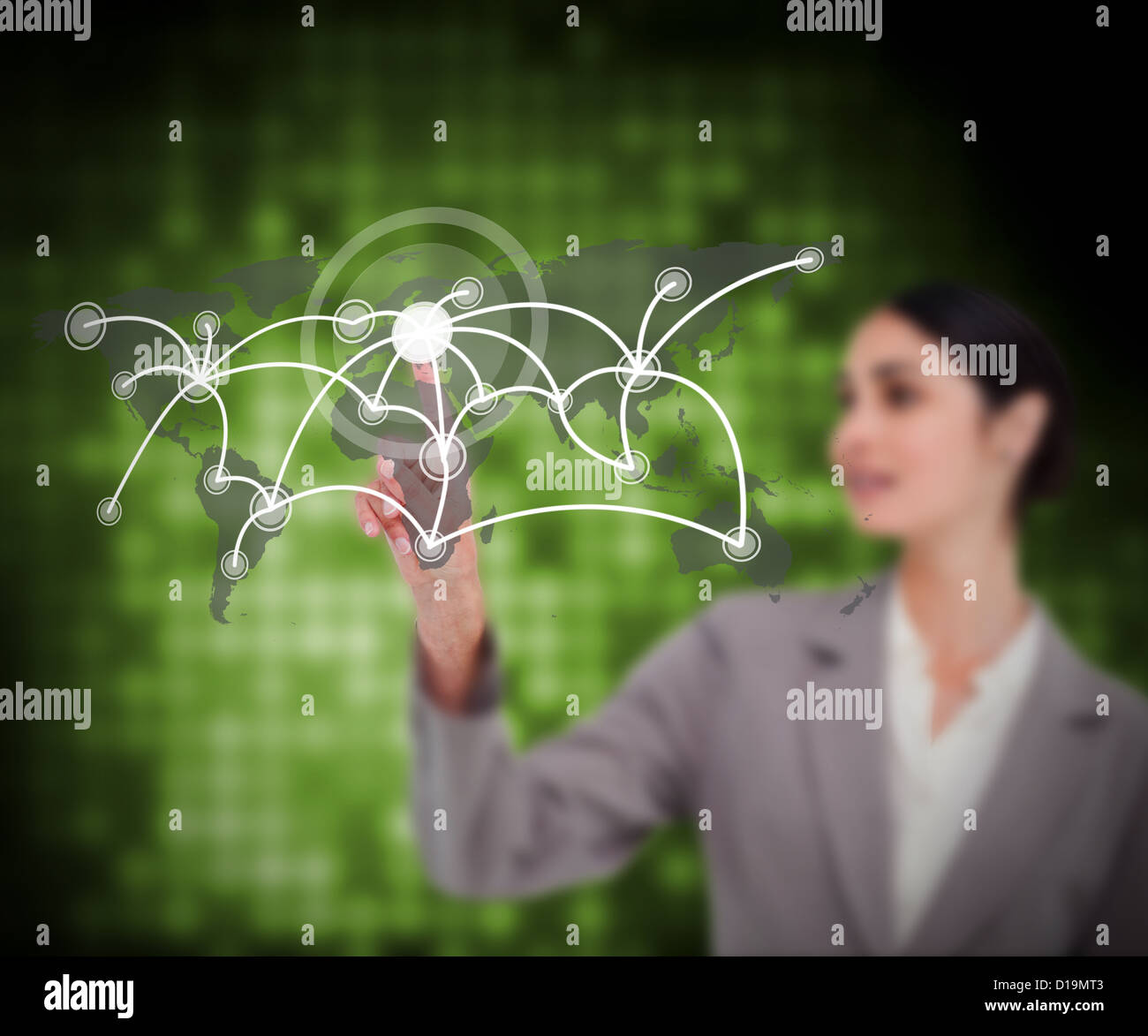 Businesswoman touching screen Stock Photo - Alamy