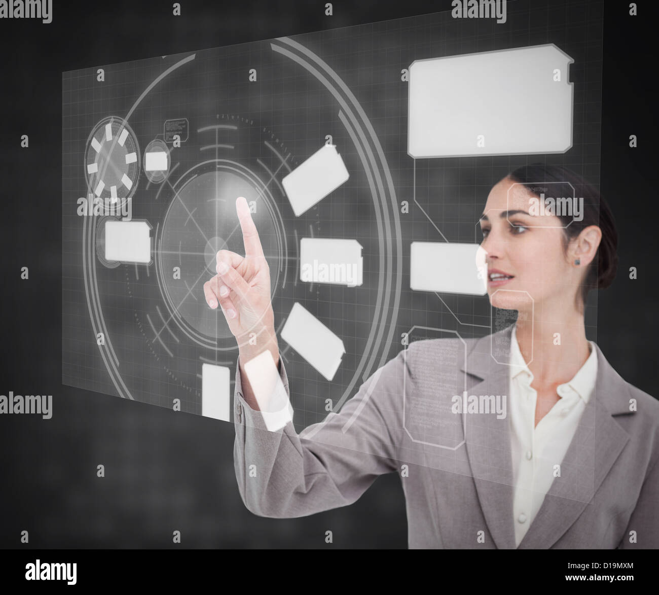 Businesswoman working with touch screen Stock Photo - Alamy