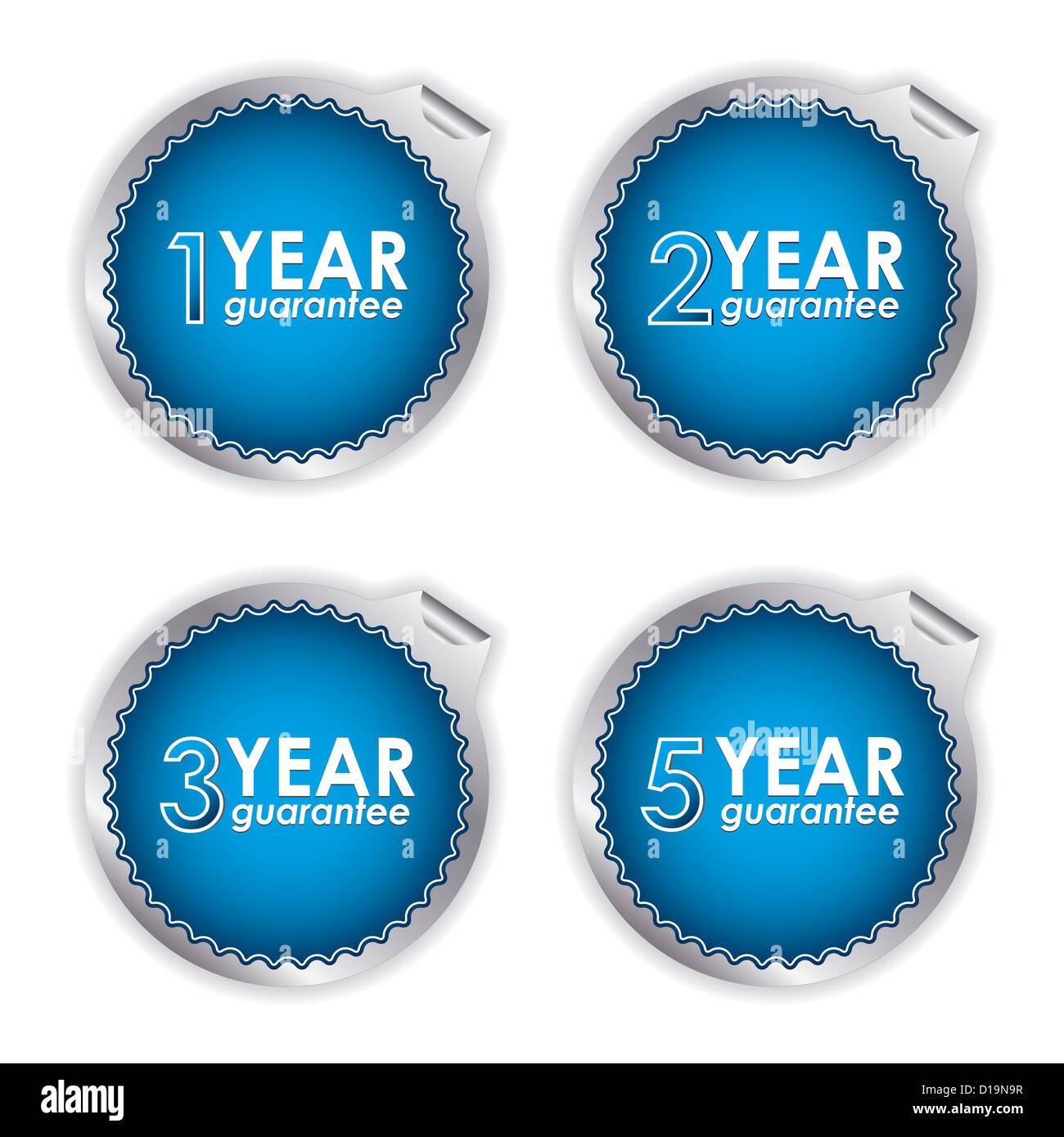 special blue guarantee labels on white background Stock Photo - Alamy