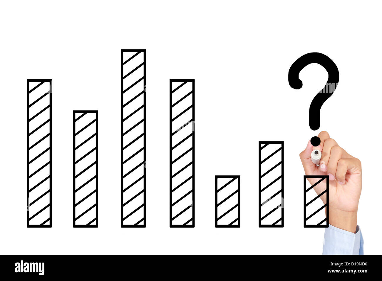 A man drawing bar column on whiteboard Stock Photo - Alamy