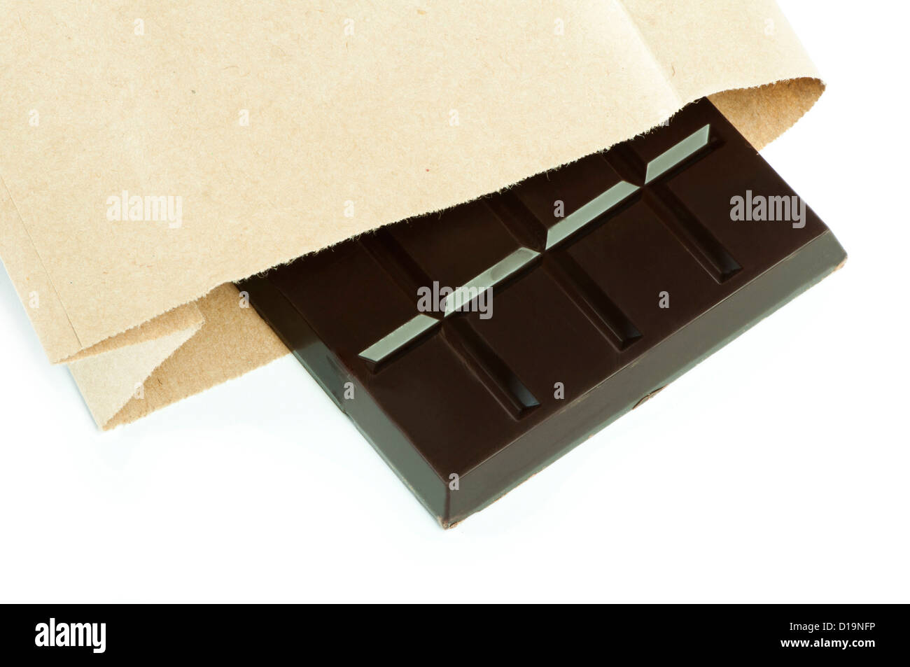 Chocolate bar in packaging of paper bag. White isolated Stock Photo - Alamy
