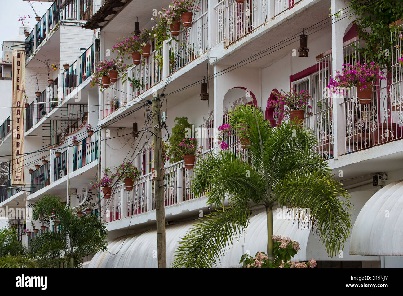 Apartment balcony in Barcelona, Spain. Beautiful with rich pink ...