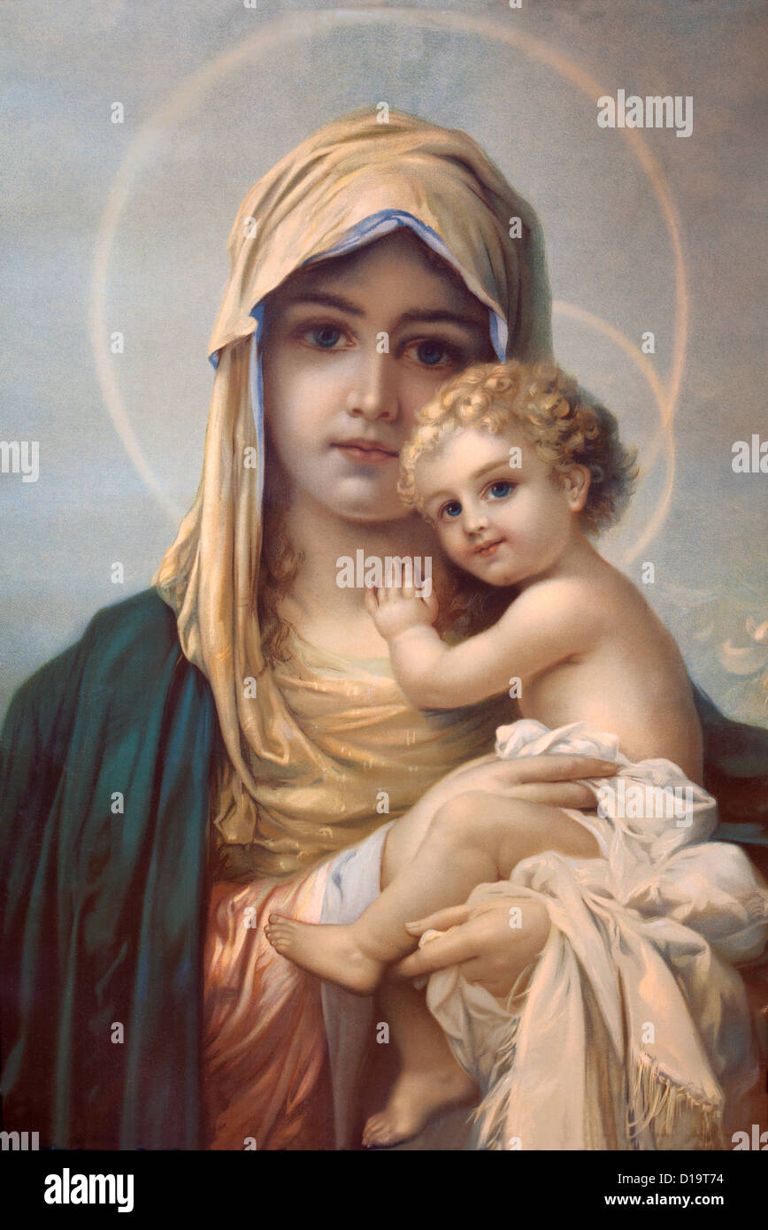 Mother of God. Typical catholic print image by anonymous author from ...