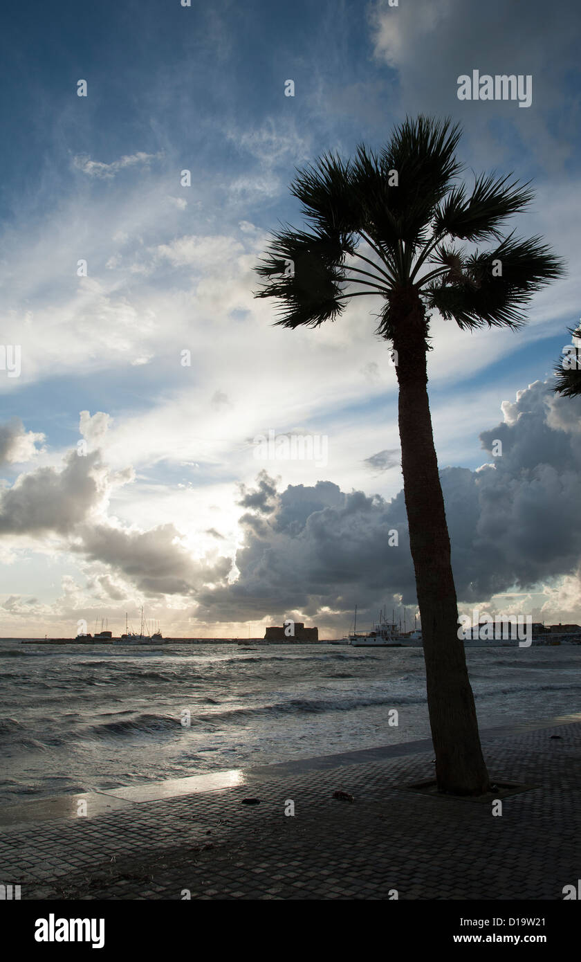 Storm clouds gather over the waterfront at Paphos Cyprus Stock Photo ...