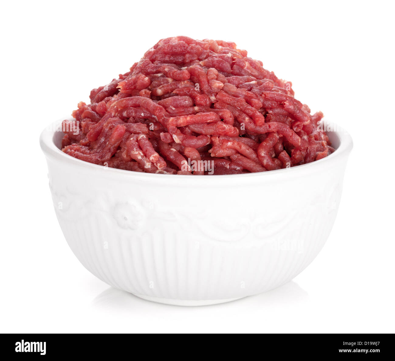 Minced meat. Isolated on white background Stock Photo - Alamy