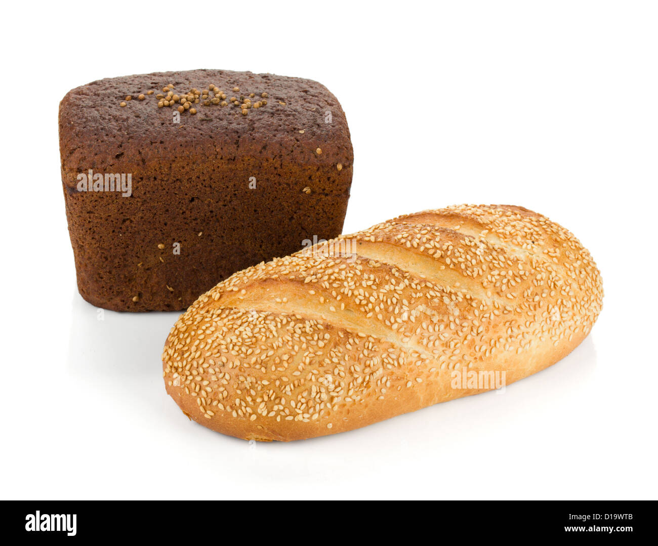 Two loafs of bread. Isolated on white background Stock Photo - Alamy