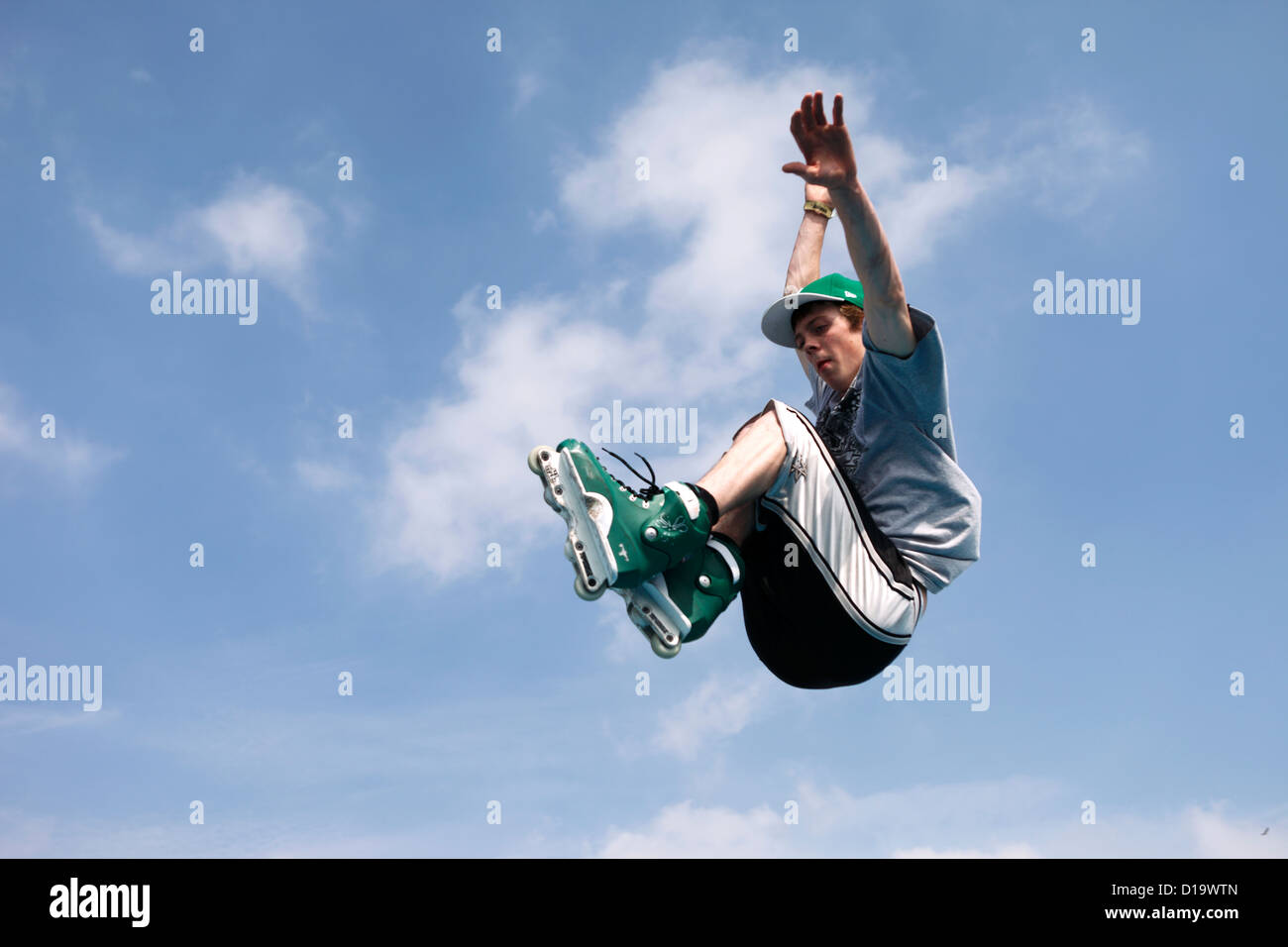 Rollerblade rollerblading jump trick hi-res stock photography and ...