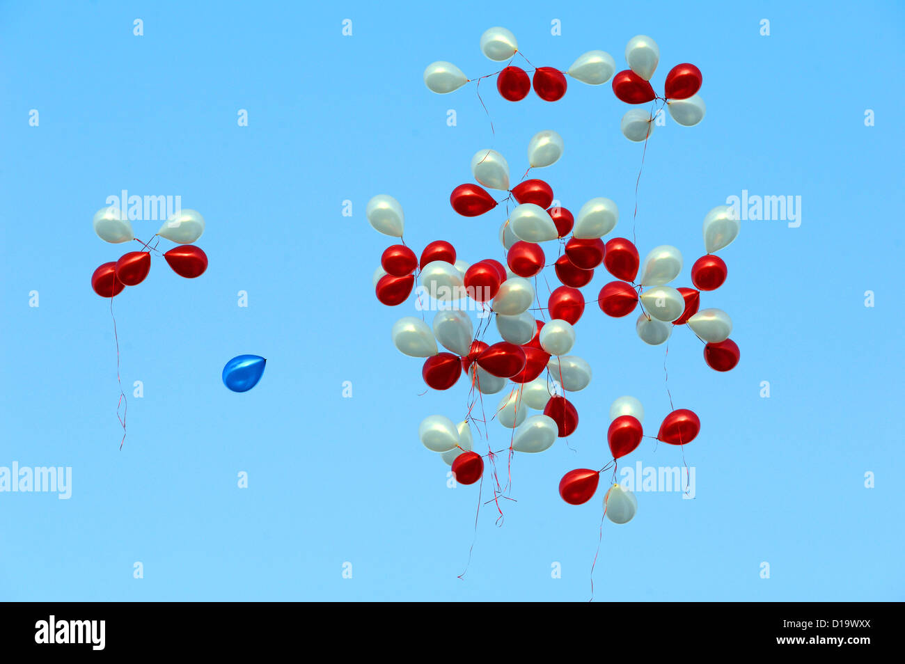 Red White And Blue Balloons In The Sky