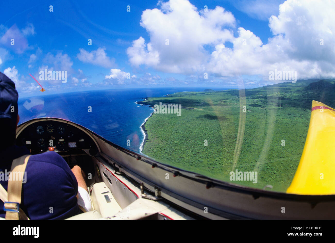 Hawaii, Maui, Aircraft Glider Flying Over Hana, View From Inside Stock ...