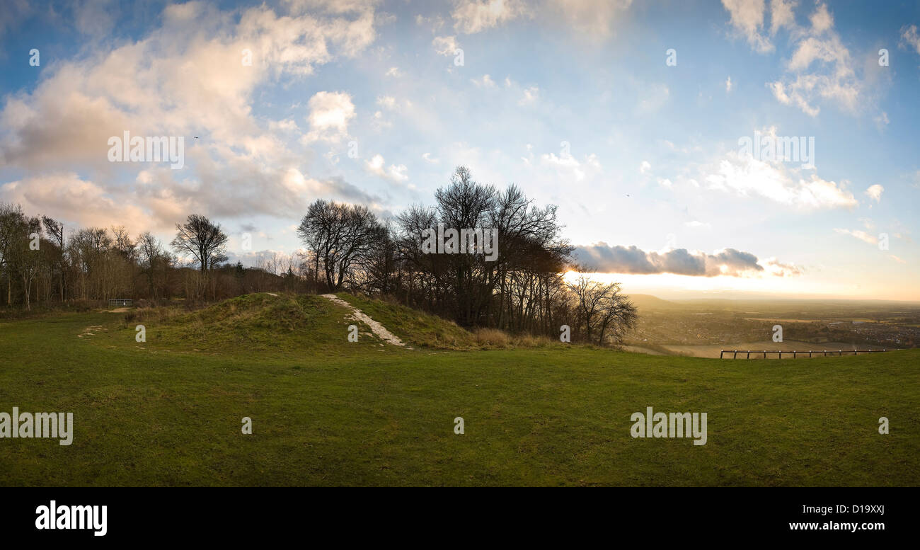 Sunset at a Neolithic barrow on the summit of Whiteleaf Hill ...