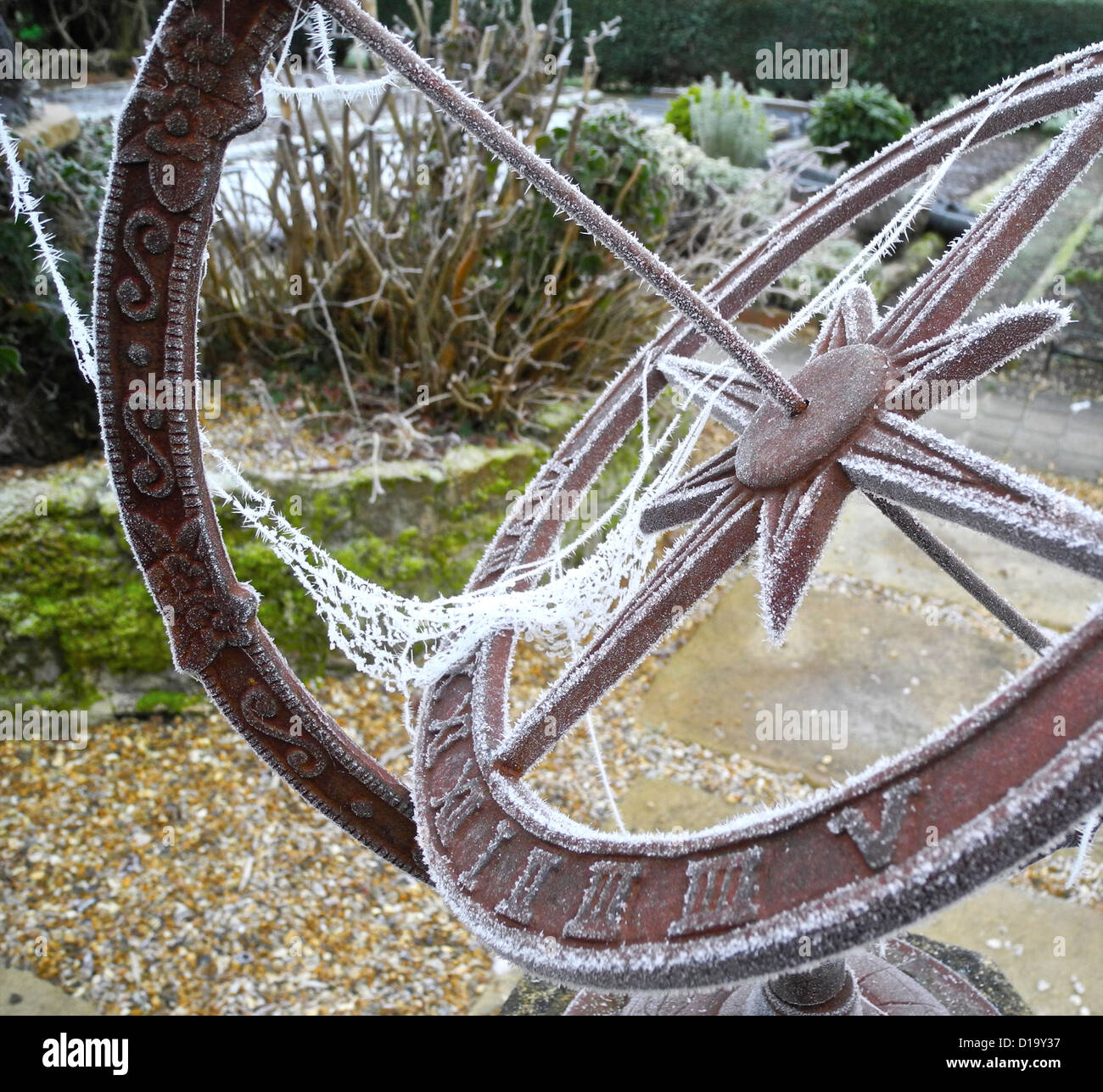 Frost on spiders' webs in winter Stock Photo - Alamy