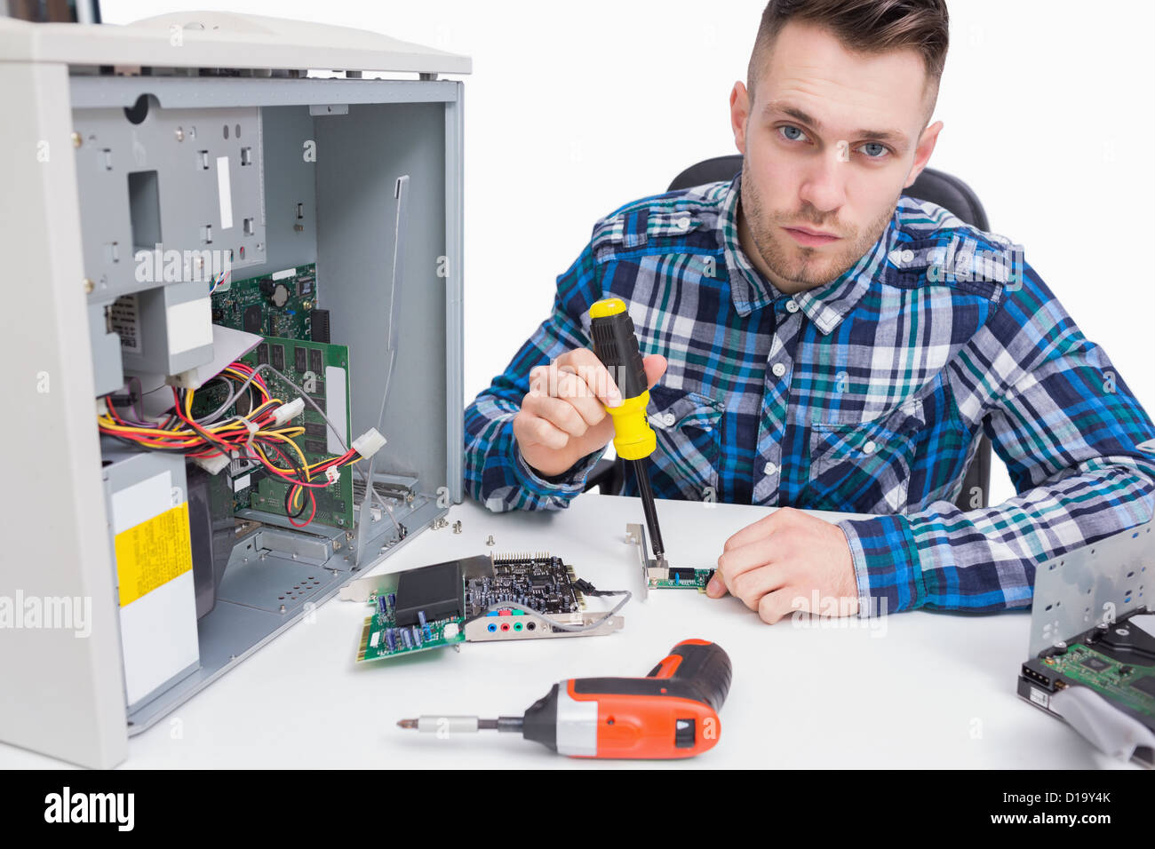 Computer engineer repairing cpu Stock Photo - Alamy