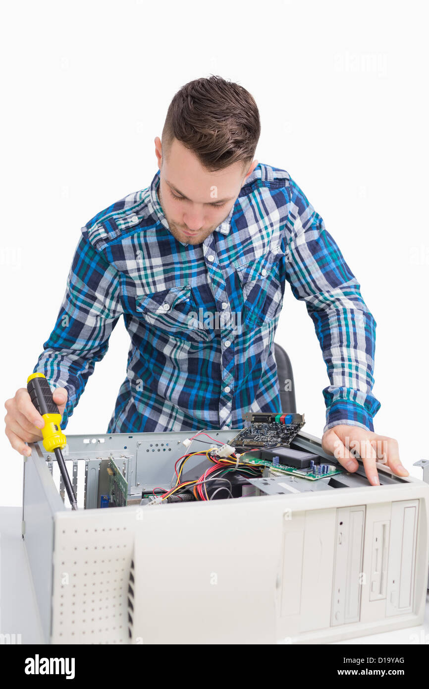 Young it professional repairing cpu Stock Photo - Alamy