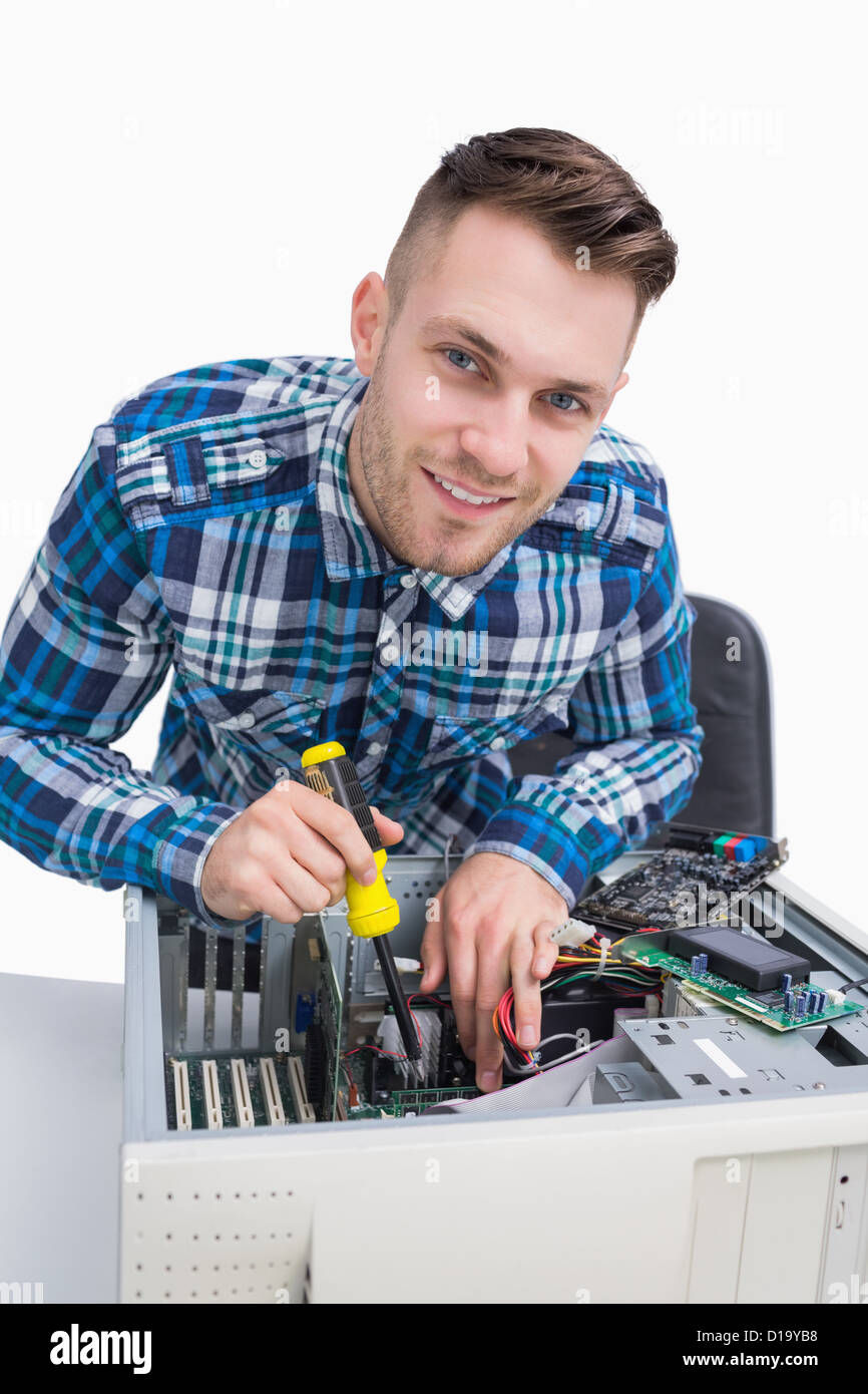 Portrait of computer engineer repairing cpu Stock Photo - Alamy
