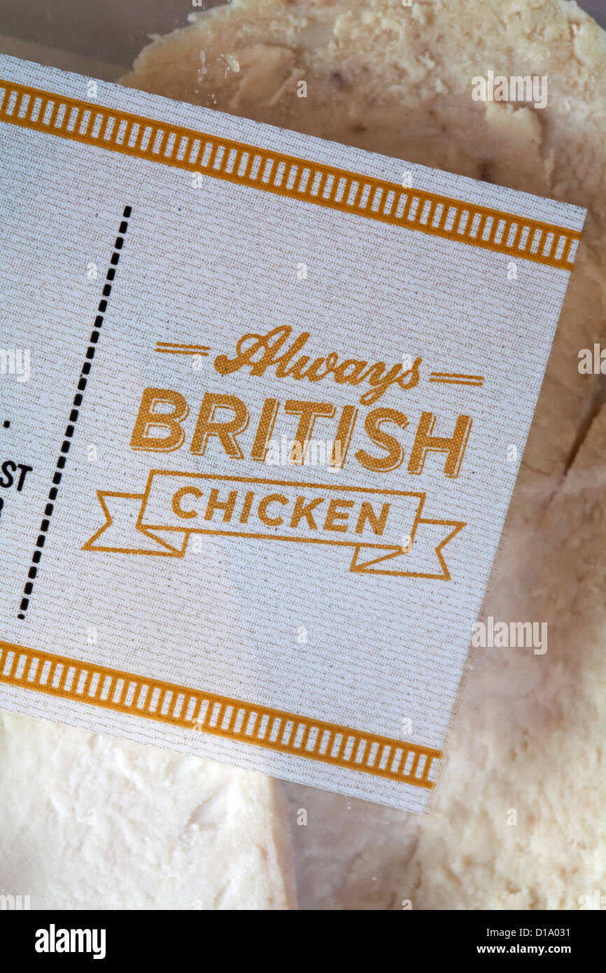 Always British Chicken label on packet of sliced chicken Stock Photo ...