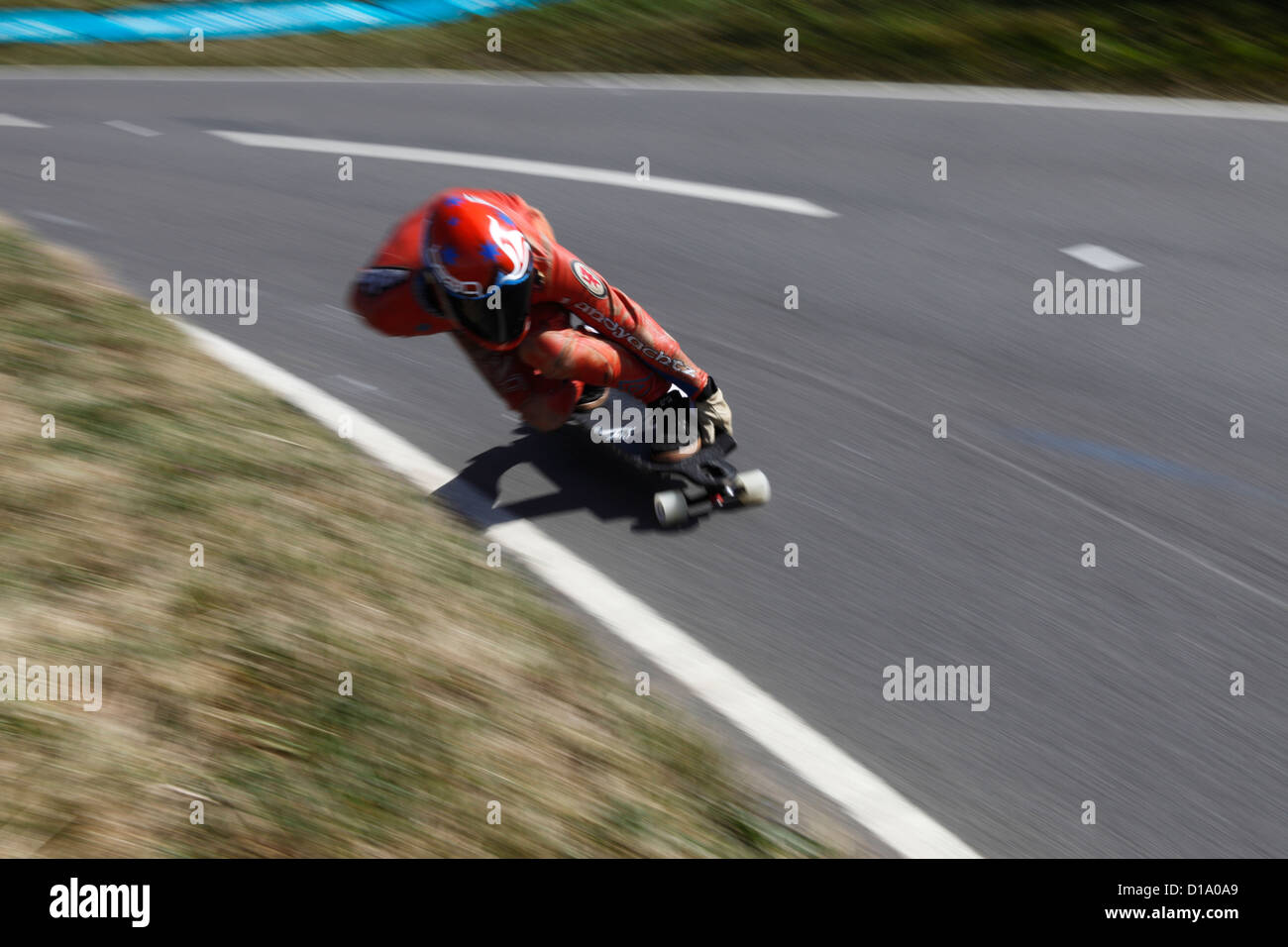 Speed skateboard rider competes during 'Speed Days' held at Beachy Head ...