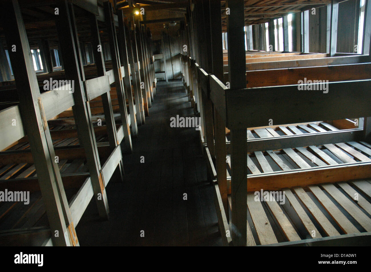 World War II (1939-1945). Sachsenhausen concentration camp. Interior of ...