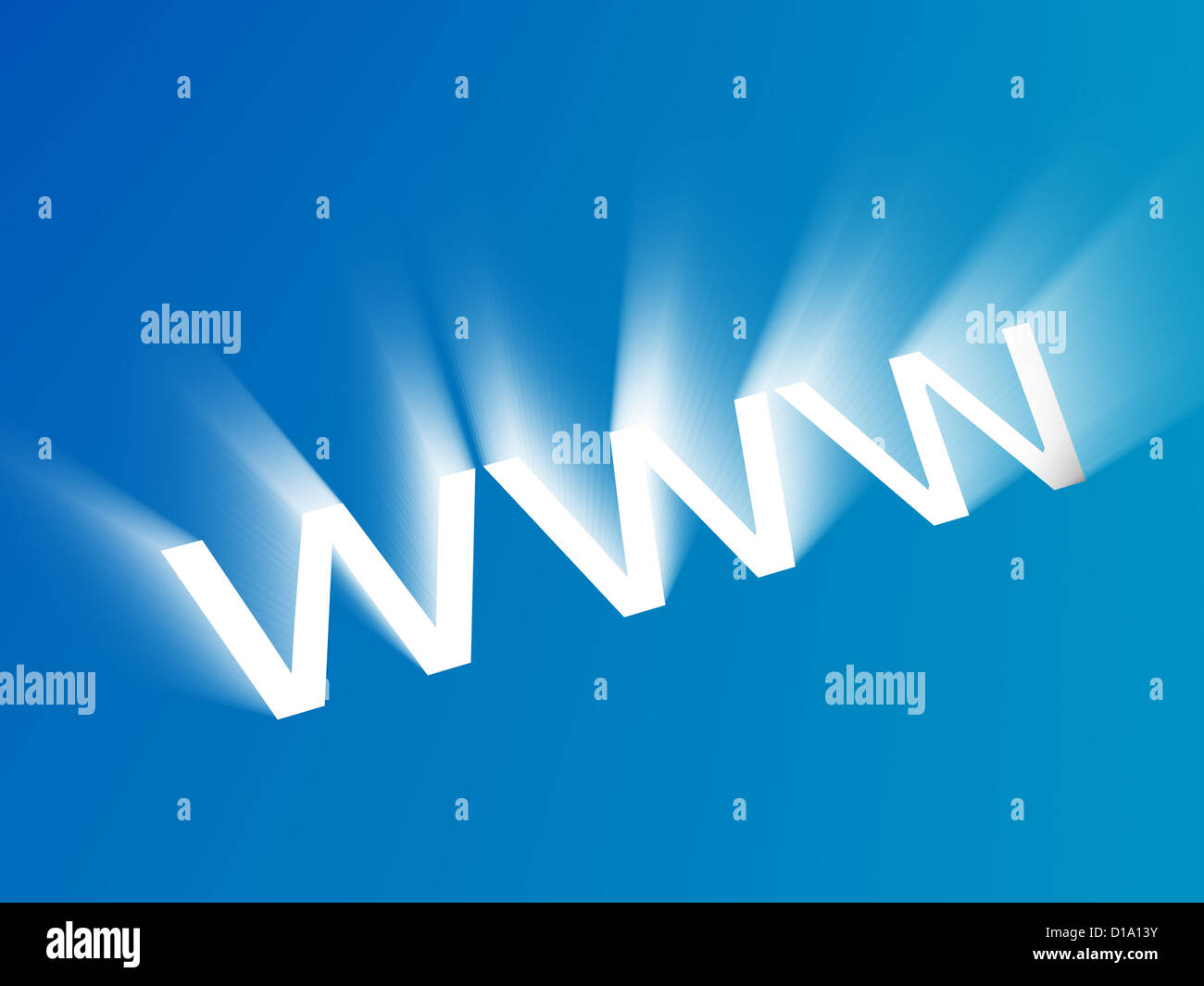Shining symbol of www-address on blue background Stock Photo - Alamy