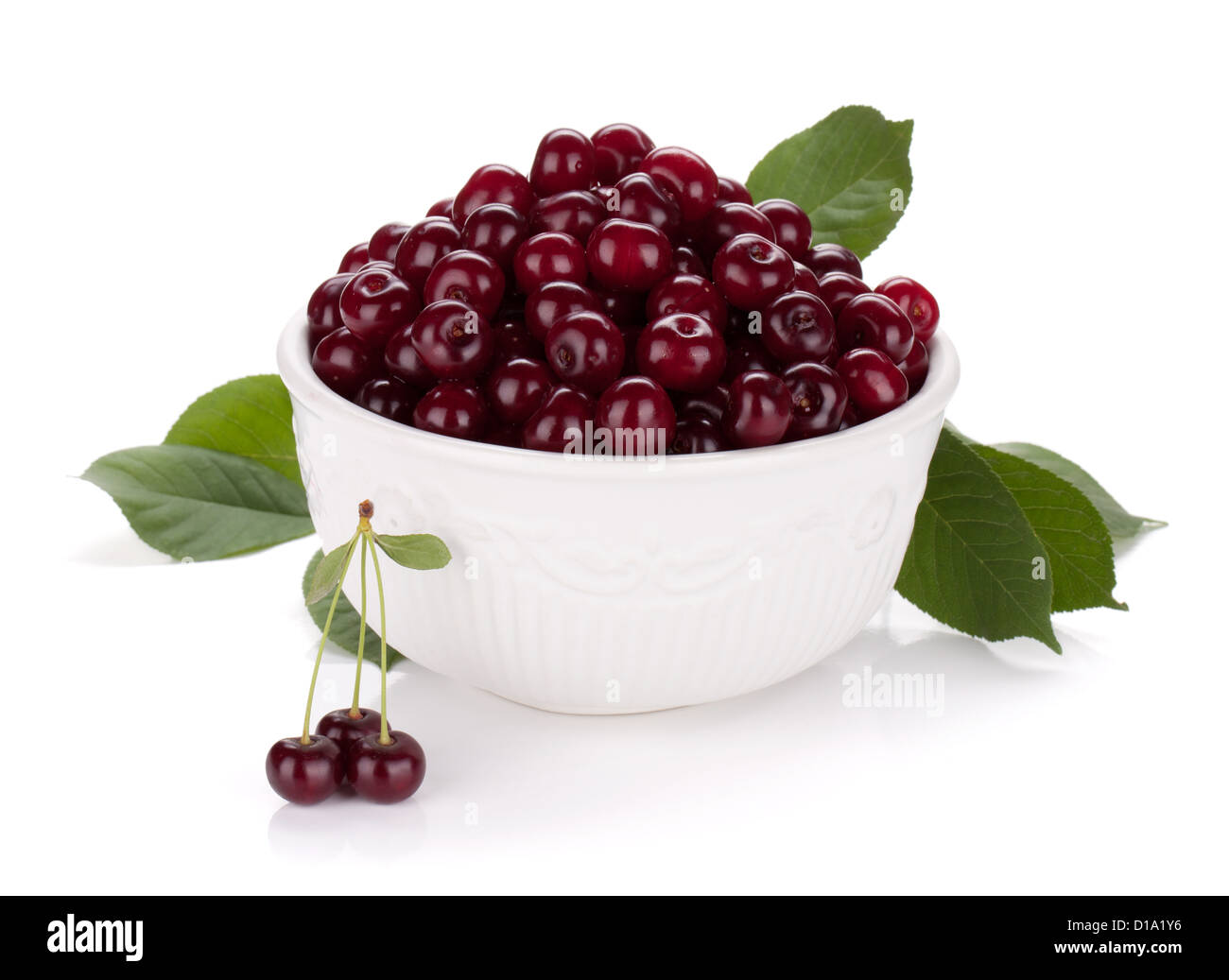 Bowl fresh ripe cherries Cut Out Stock Images & Pictures - Alamy