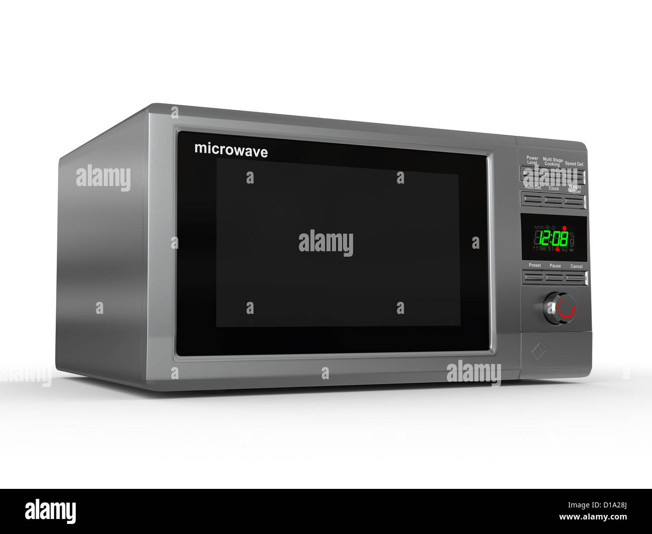 Closed metallic microwave on white background. 3d Stock Photo - Alamy