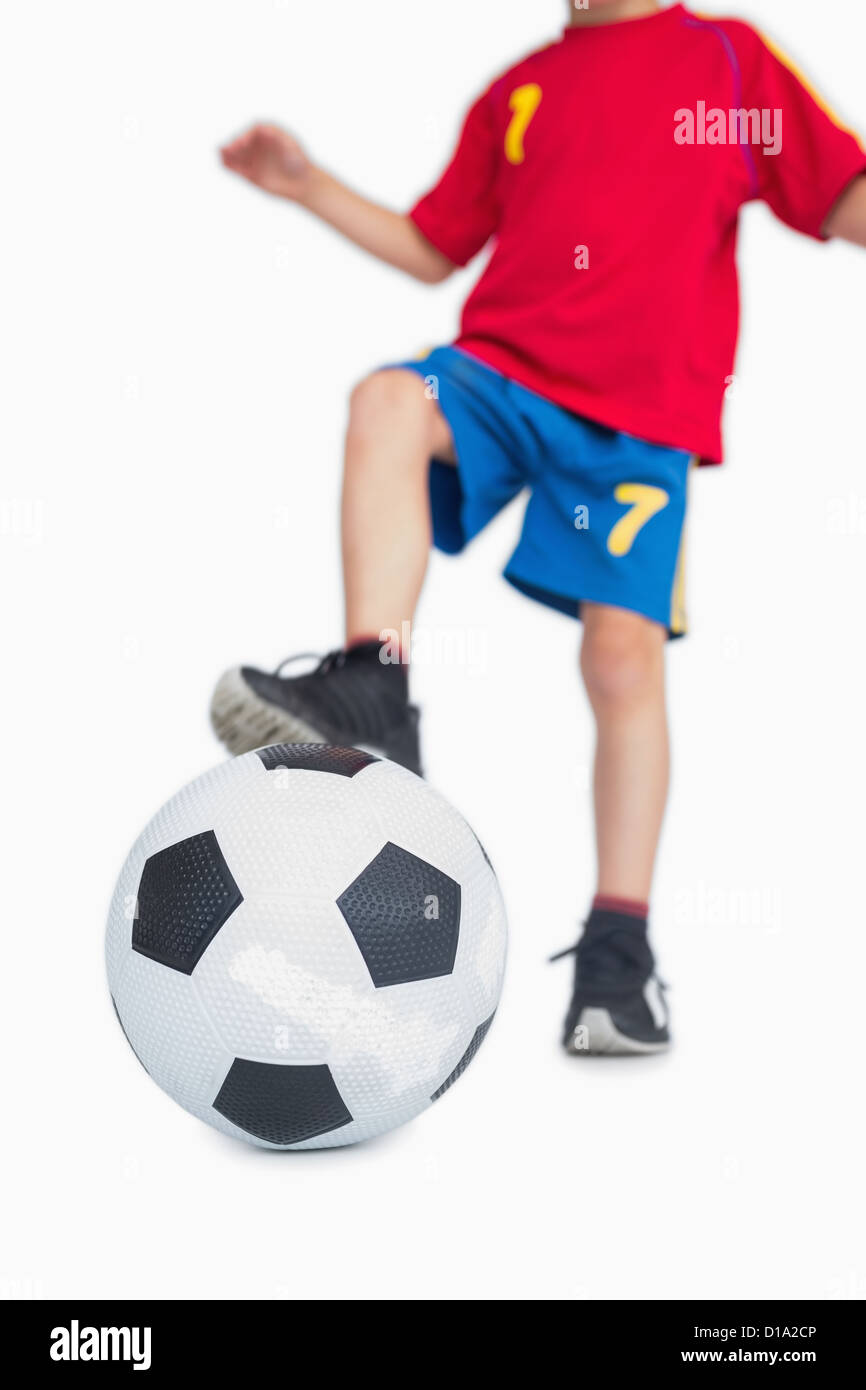 Close up of foot kicking soccer ball hi-res stock photography and ...
