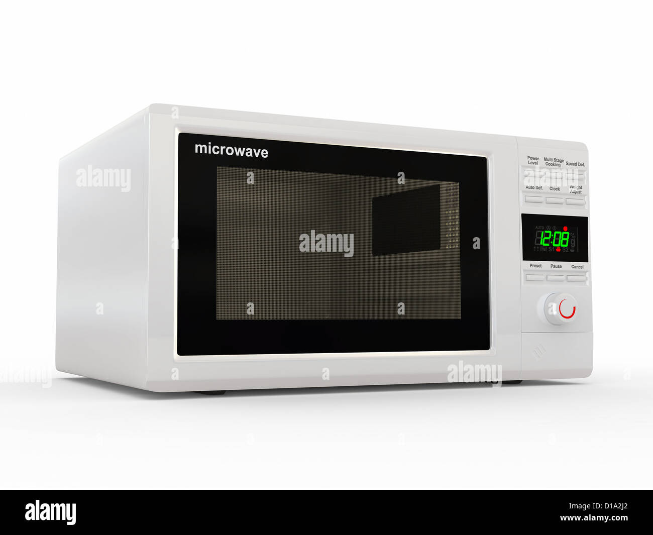 Closed white microwave on white background. 3d Stock Photo - Alamy
