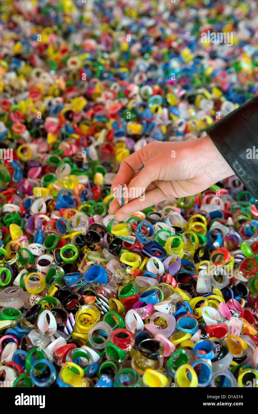 Berlin, Germany, a sea of brightly colored plastic rings Stock Photo ...