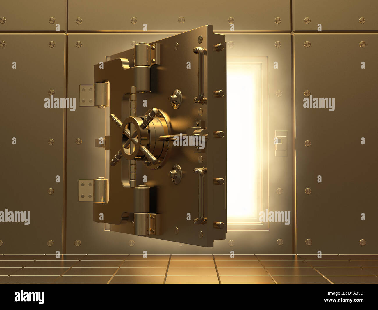 Opening vault and volume light. Three-dimensional image Stock Photo - Alamy