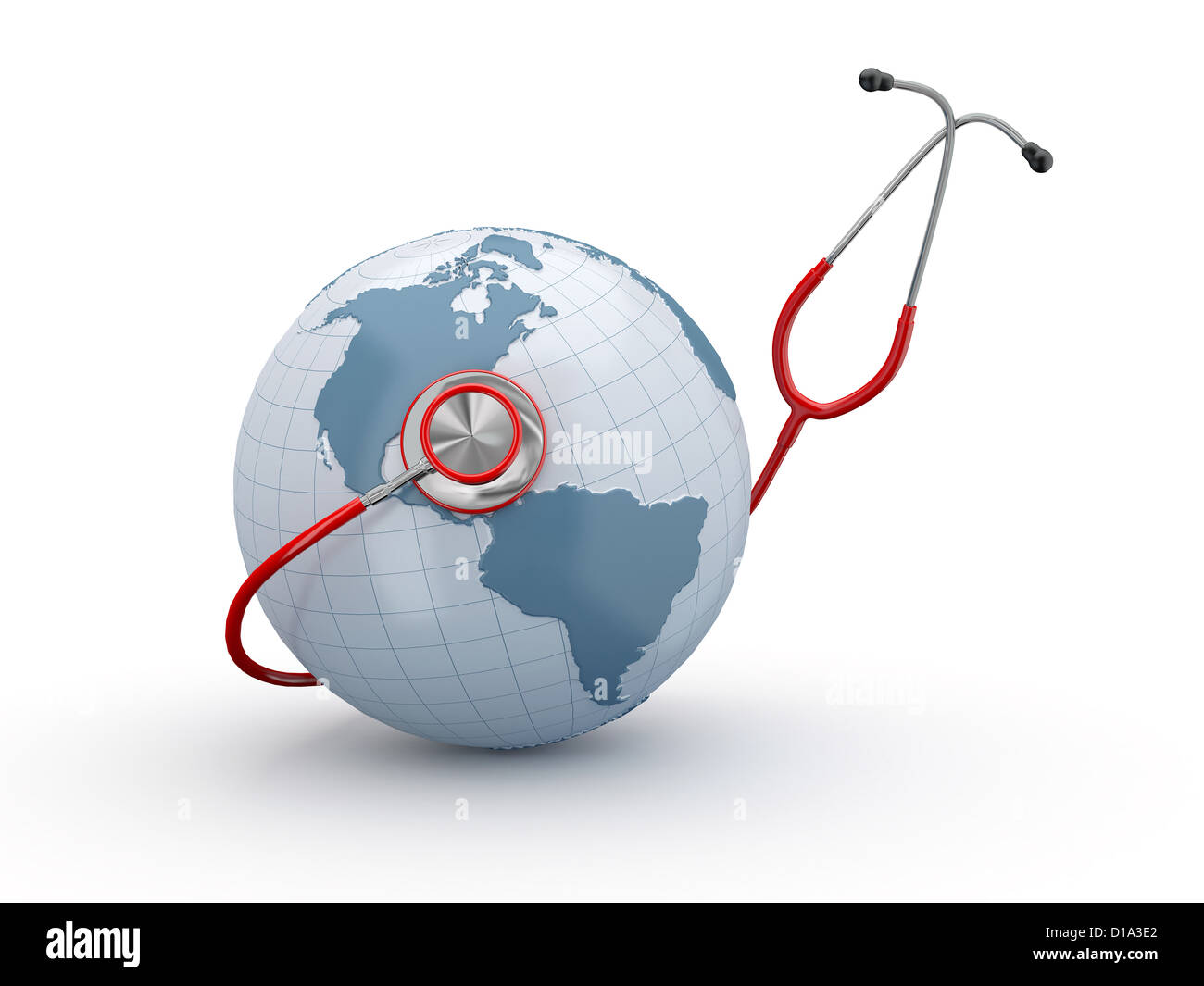 Earth and stethscope on white background. 3d Stock Photo - Alamy