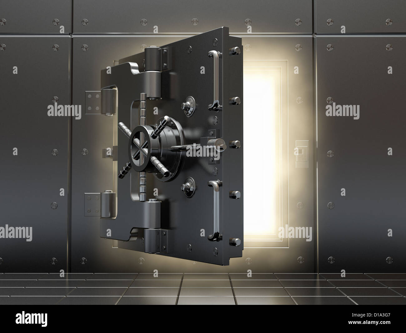 Opening vault and volume light. Three-dimensional image Stock Photo - Alamy