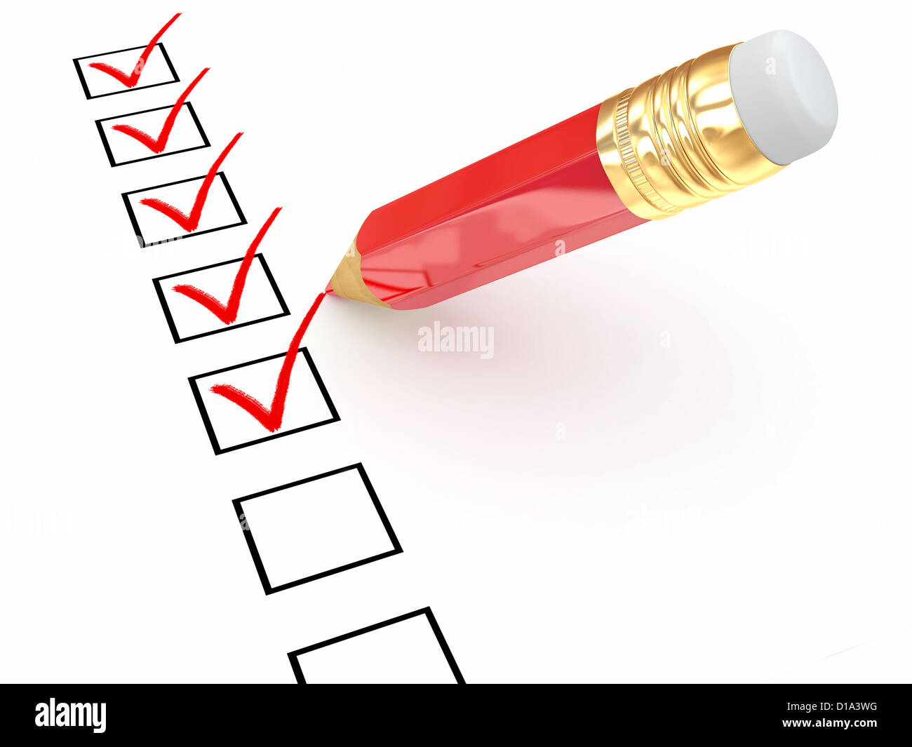 Pencil and questionnaire on white isolated background. 3d Stock Photo ...