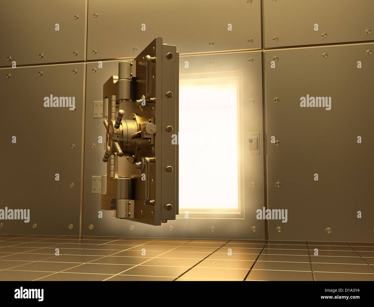Opening vault and volume light. Three-dimensional image Stock Photo - Alamy