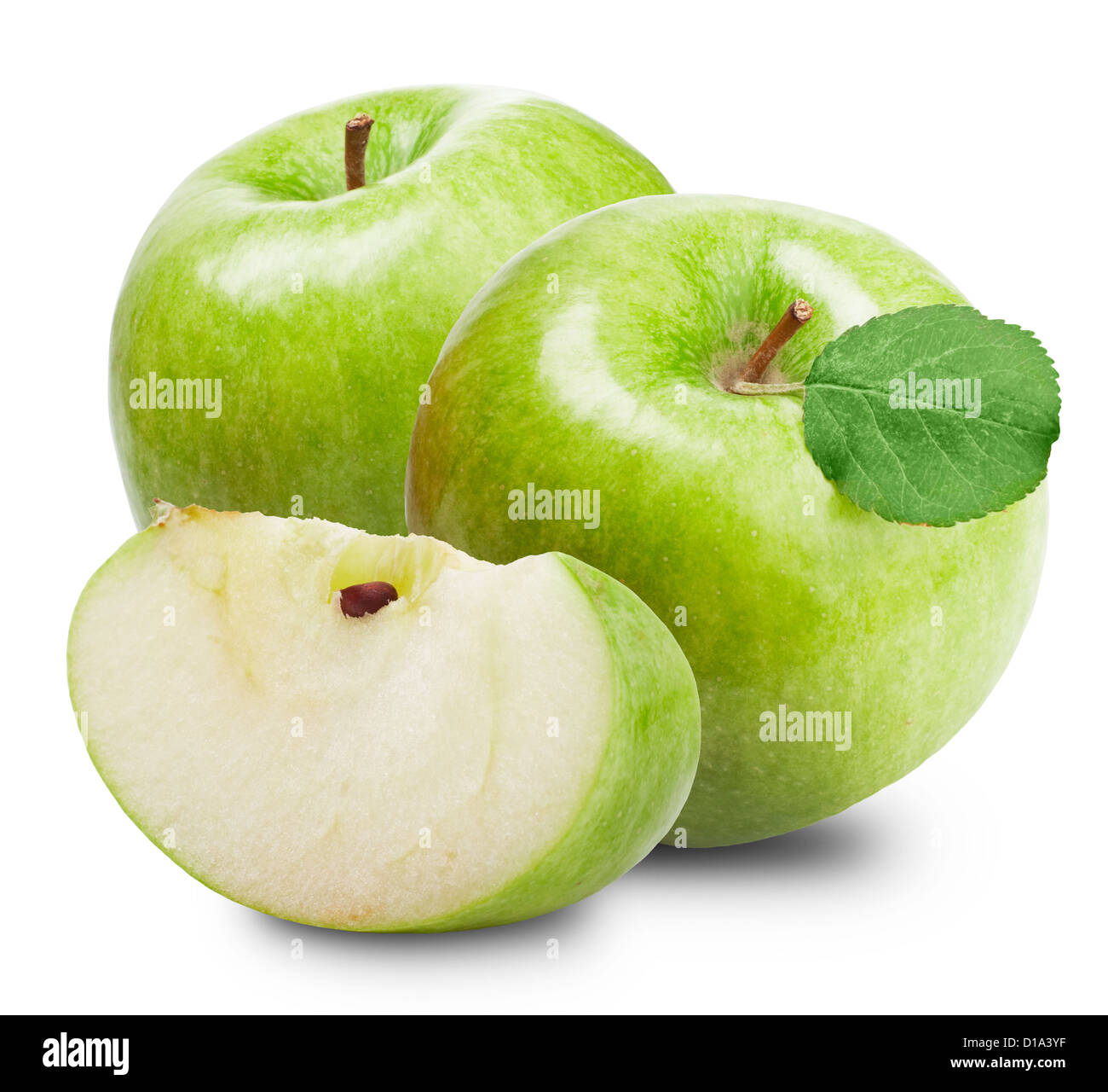 Green apples and half of apple on a white background. Clipping Path ...