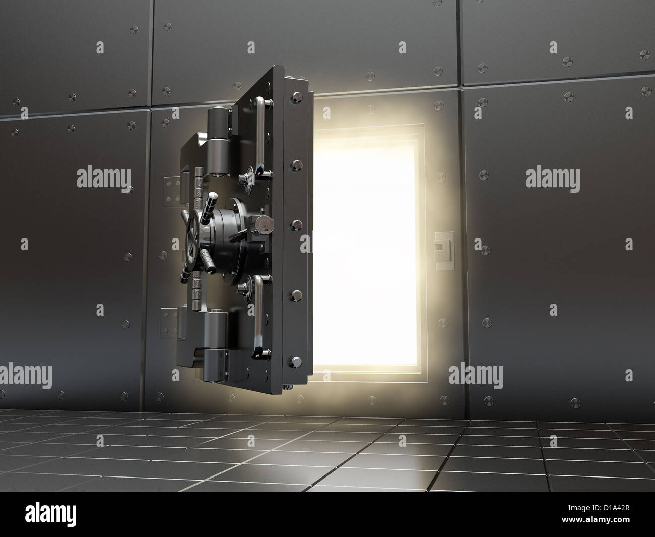 Opening vault and volume light. Three-dimensional image Stock Photo - Alamy