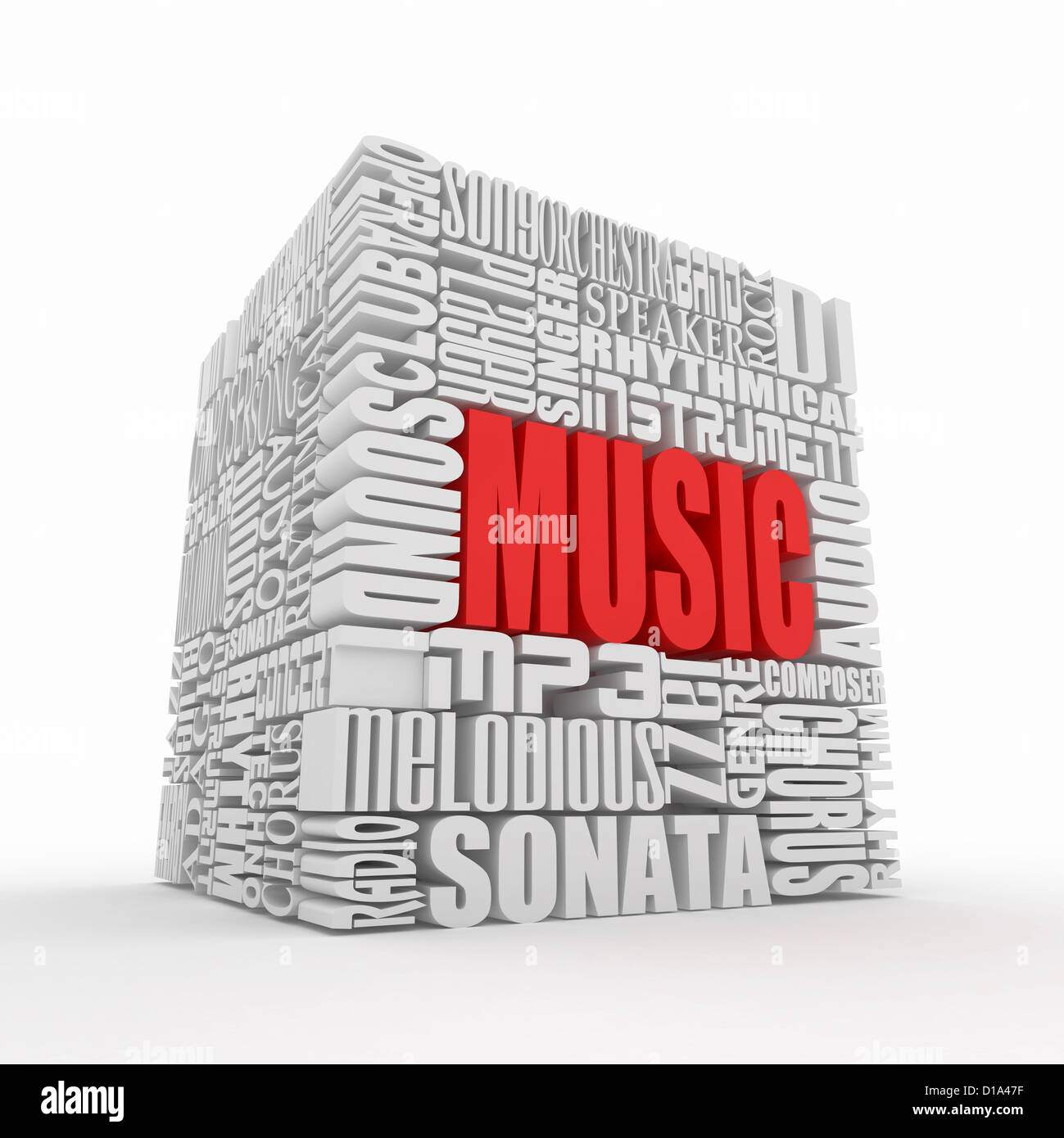 Music. The concept of the words on white isolated background. 3d Stock ...