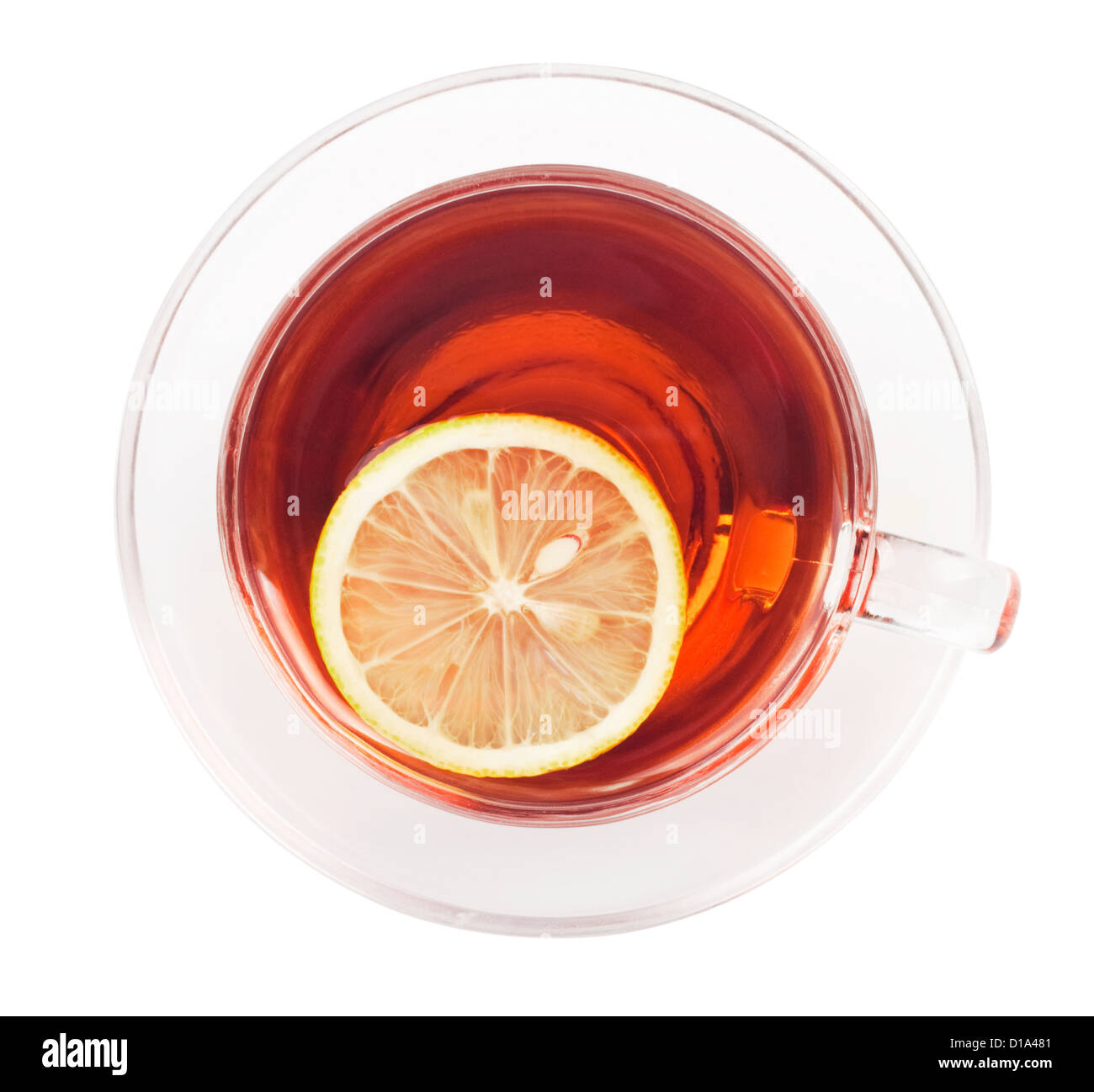 lemon tea in a glass cup top view. Clipping path Stock Photo - Alamy