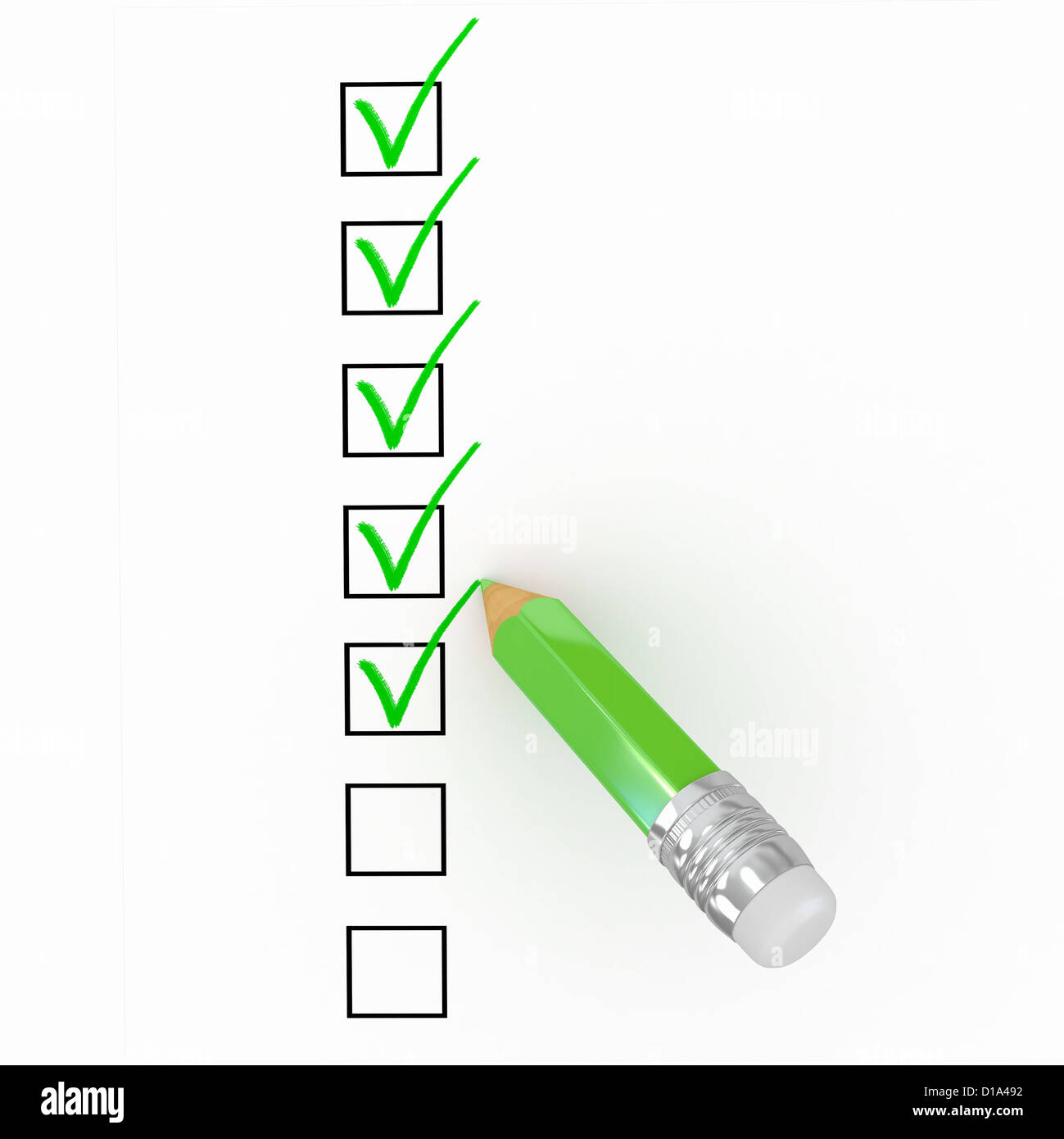 Pencil and questionnaire on white isolated background. 3d Stock Photo ...