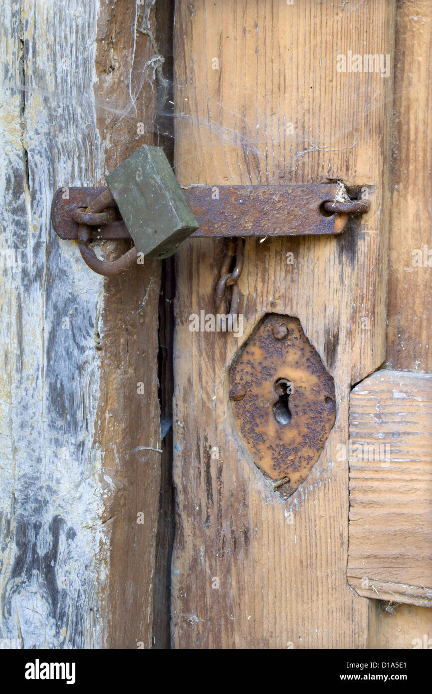 old door and lock Stock Photo - Alamy
