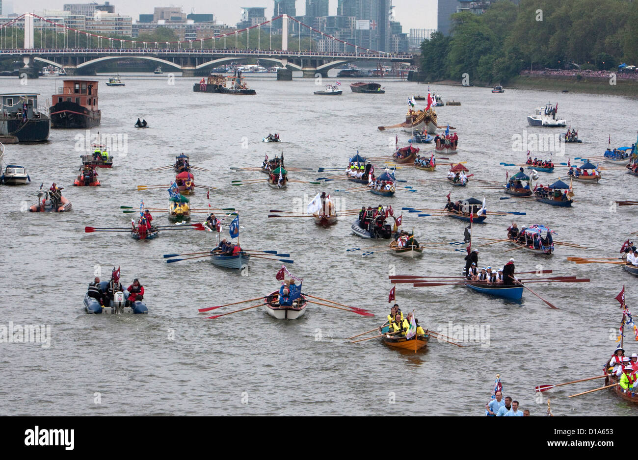 Queen Elizabeth II Diamond Jubilee Flotilla River Thames pageant June ...