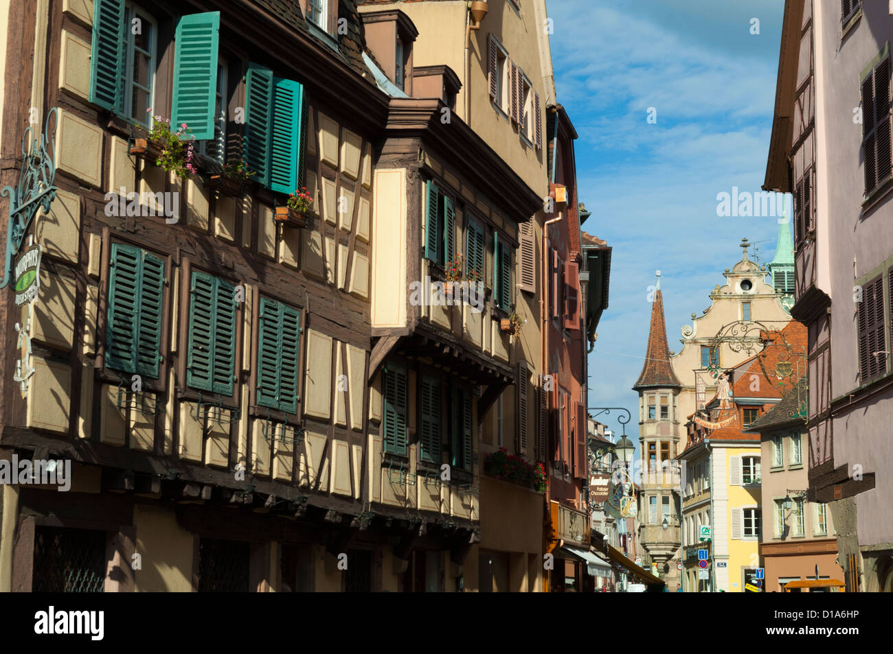 Typical Half-Timbered facade, Grand Rue, Colmar, Haut-Rhin, Alsace ...
