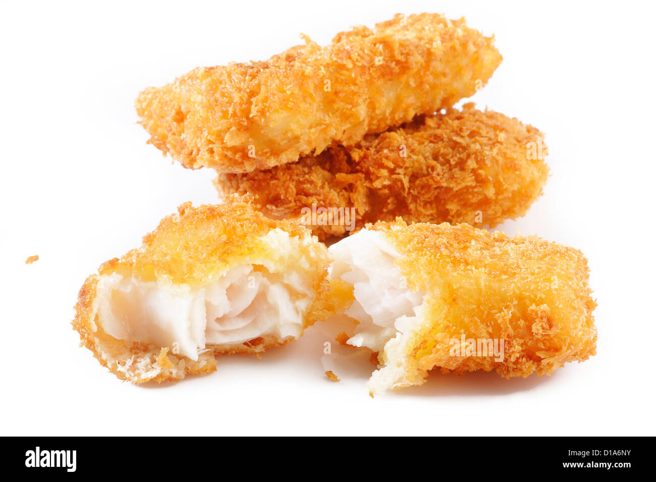 Fried fish on white background Stock Photo - Alamy