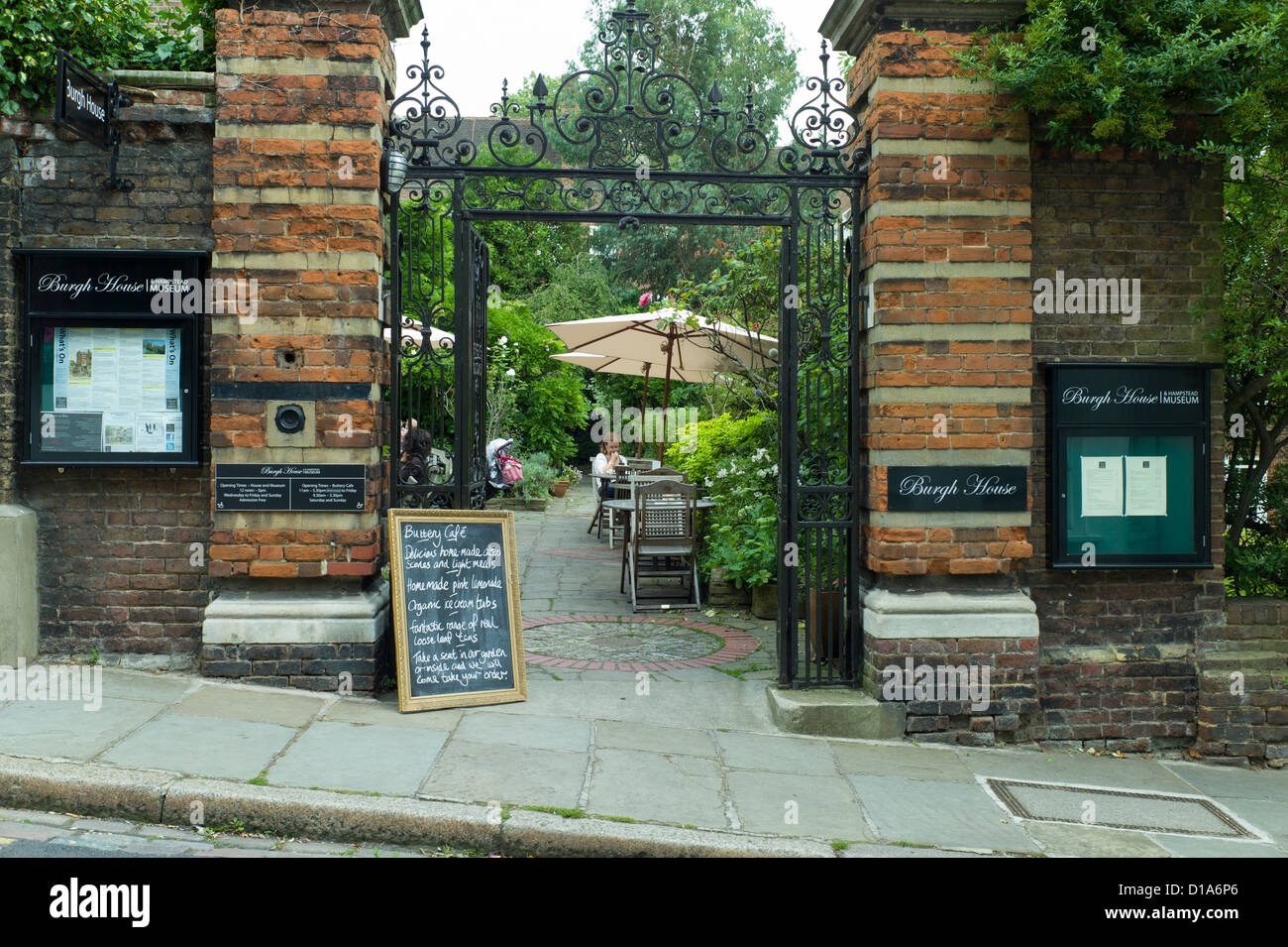 Entrance to Burgh House and Museum, Hampstead Village, North West ...