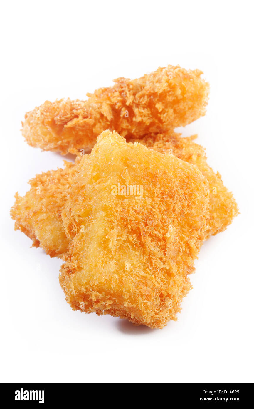 Fried fish on white background Stock Photo - Alamy