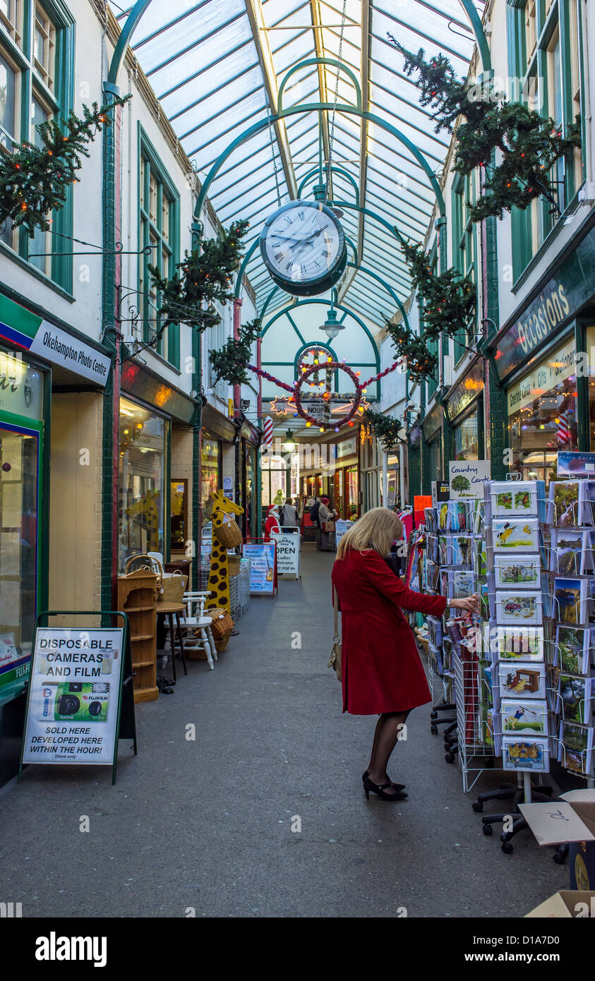 Okehampton Devon England. December 9th 2012. Victorian Shopping Arcade ...