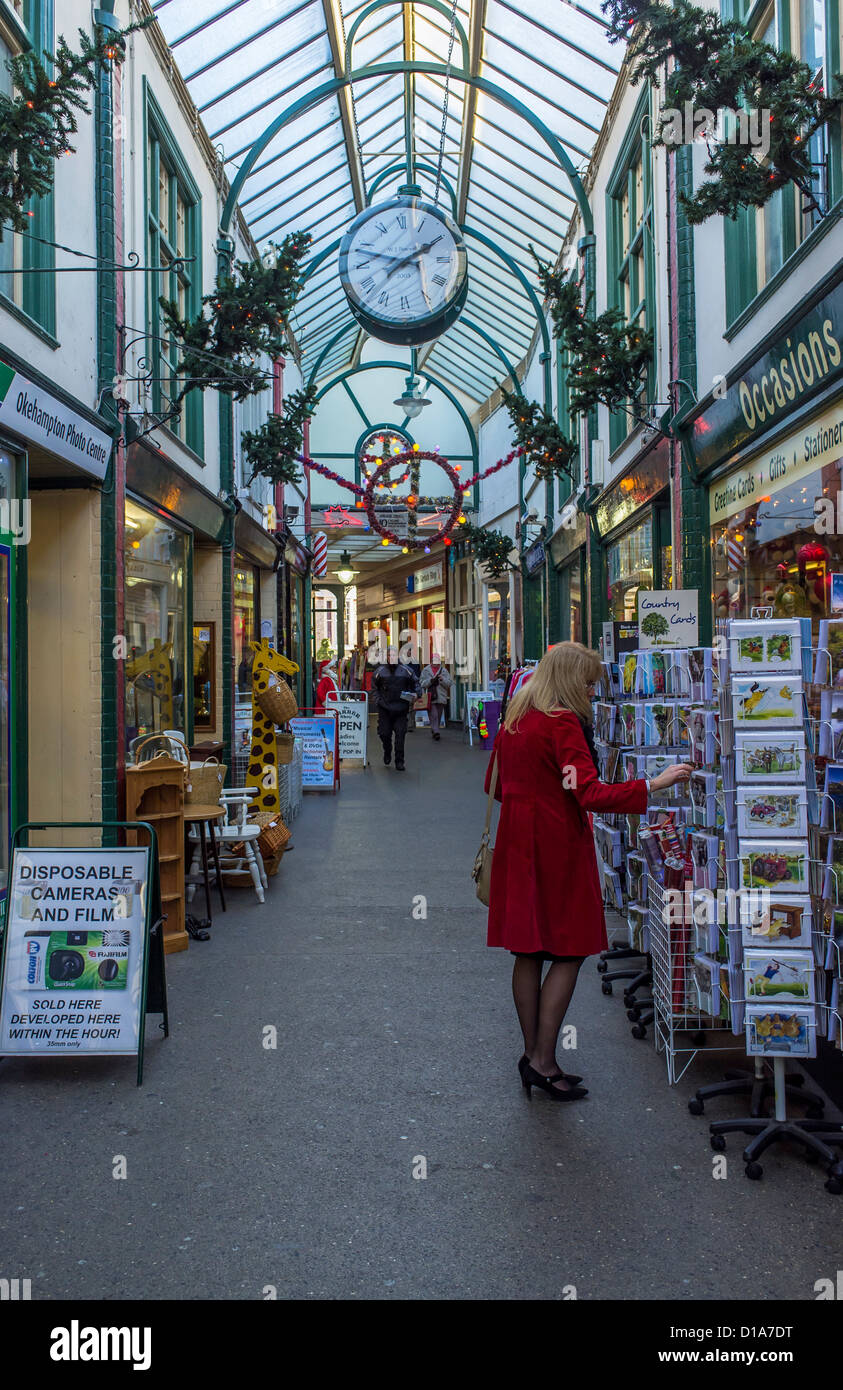 Okehampton Devon England. December 9th 2012. Victorian Shopping Arcade ...