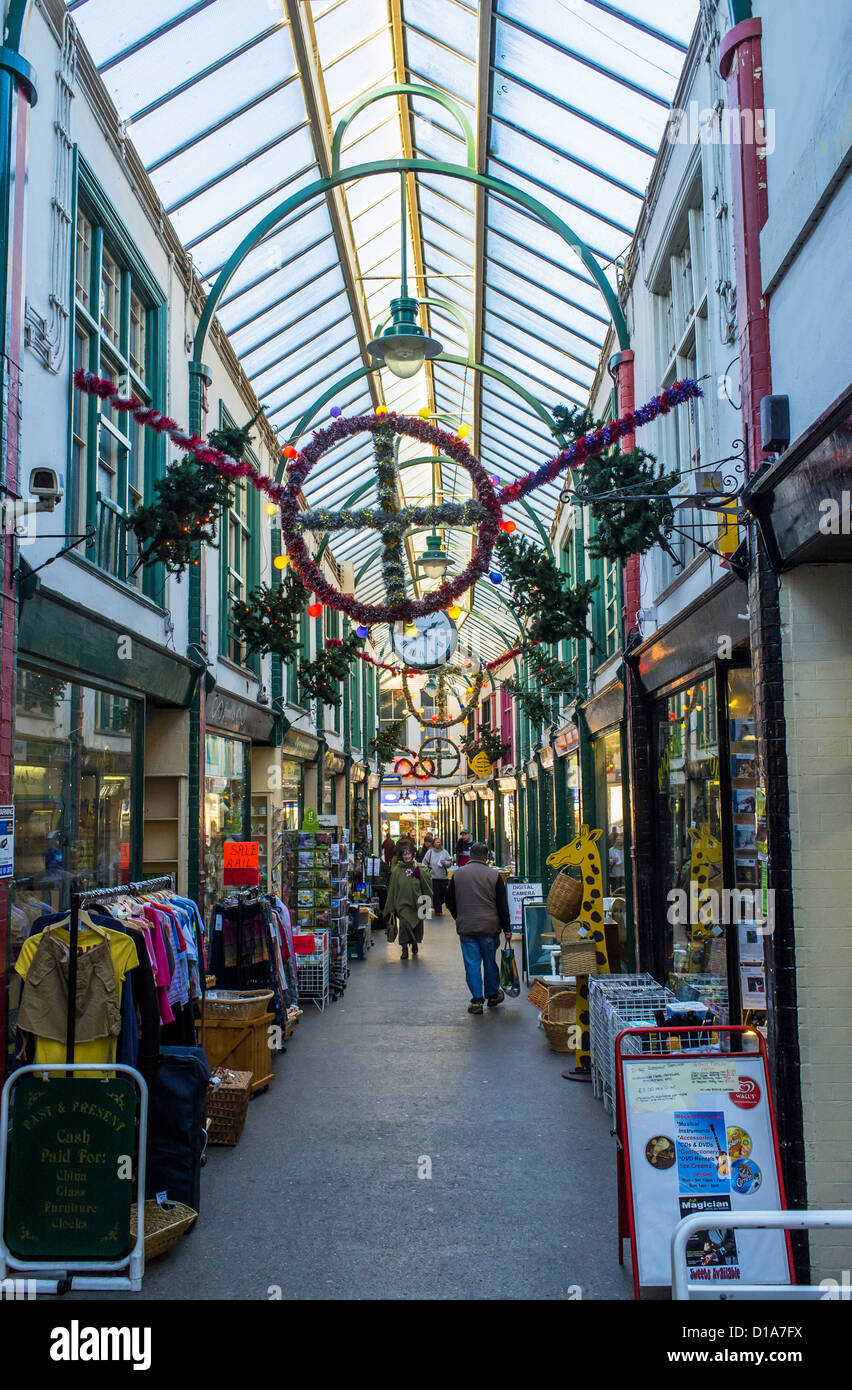 Okehampton Devon England. December 9th 2012. Victorian Shopping Arcade ...