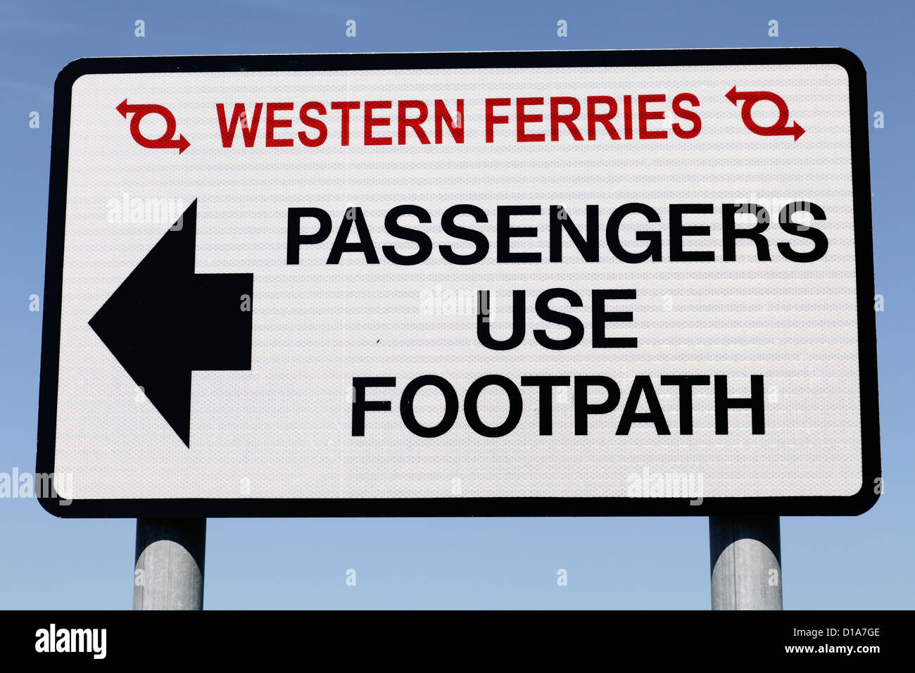 Western Ferries sign directing passengers to a footpath, Scotland, UK ...